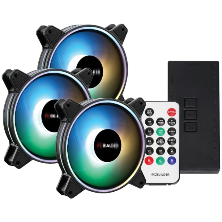 PCBuilder Tempest Chill Fan Kit 3x120MM Dual Glow ARGB Fan + Controller ...